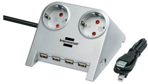 Brennenstuhl Desktop Power Line 2 Socket 4-port USB Silver - Ηλεκτρικα ...