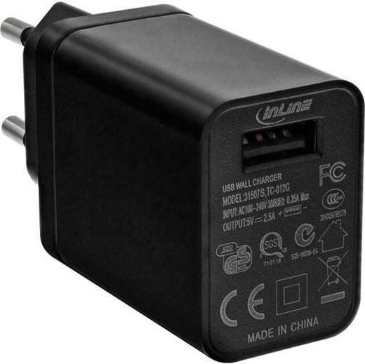 Inline USB Power Adapter Charger 100-240 Volts TO 5V / 2.5a Black ...