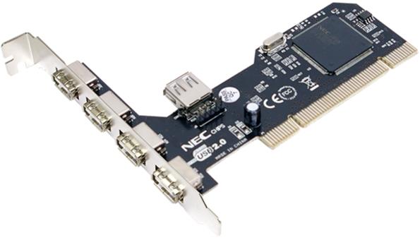 Logilink Pc0041 USB 2.0 PCI Card 4+1 Port 4X External + 1X Internal NEC ...