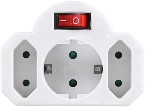 Sonora Paw121 Ανταπτορας Ρευματος 3 Θεσεων (2 Διπολικες + 1 Σουκο) Με ...