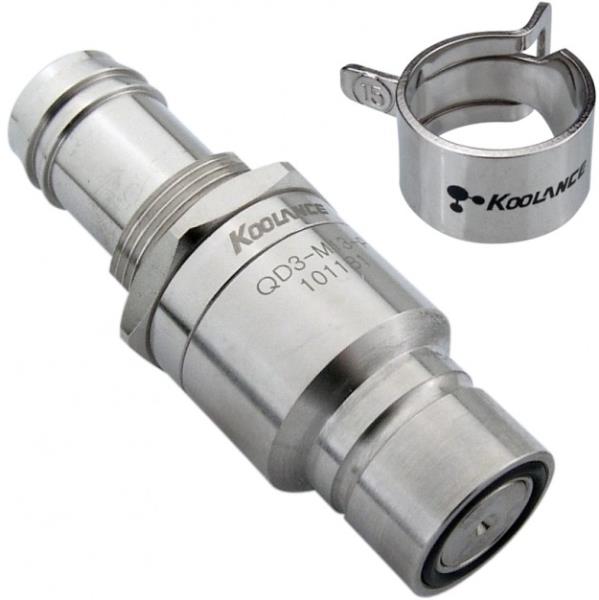 Koolance QD3 Male Quick Disconnect No-spill Coupling, Panel Barb For ID ...
