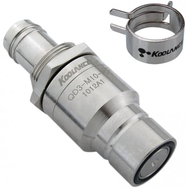 Koolance QD3 Male Quick Disconnect No-spill Coupling, Panel Barb For ID ...