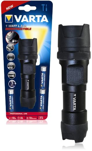 Varta 18700 Indestructible LED Flashlight 1W + 3 X AAA Batteries ...