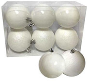 Μπαλες Λευκες Shiny & Glitter Πακ=6τεμ Φ6 Φ6cm - Χριστουγεννιατικα (PER ...