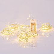 Eurolamp 10 Θερμα Λευκα LED 5MM Χρυσα Αστερια 2xaa Διαφανο Καλ. 30cm ...