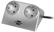 Brennenstuhl Desktop Power Line 2 Socket Silver - Ηλεκτρικα (PER.753779)