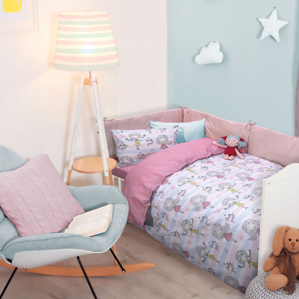 Σετ Σεντονια Κουνιας Das Home Array Baby Fun Ροζ-γαλαζιο-λευκο ...
