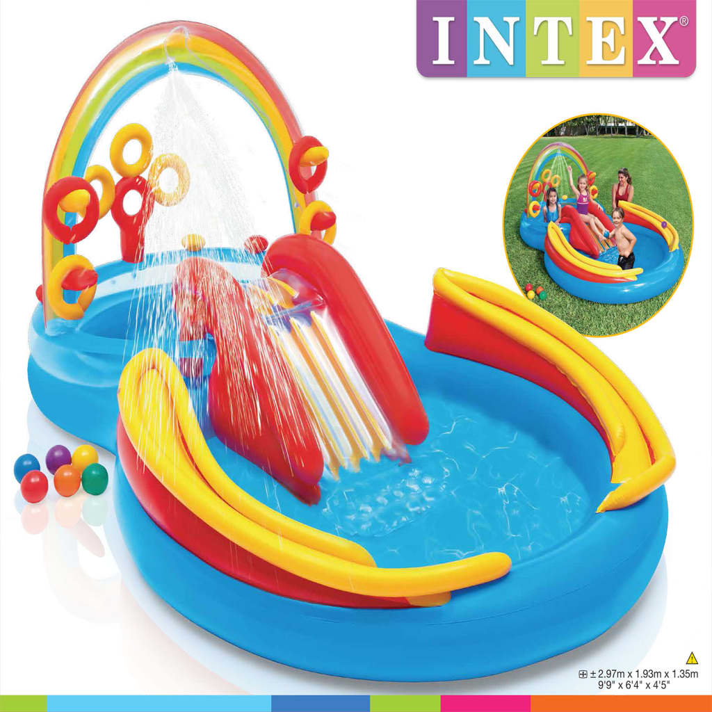 Πισινα Ουρανιο Τοξο Intex Rainbow Play Center W/ Slide - Παιχνιδια ...