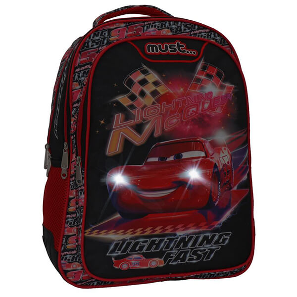 Σχολικη Τσαντα Πλατης Δημοτικου Disney Cars Lighting Fast Must 3 Θηκες ...