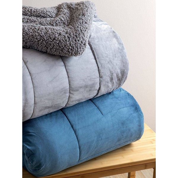 Κουβερτοπαπλωμα Υπερδιπλο Array Παλαμαικη Mono Denim 220x240cm - Λευκα ...