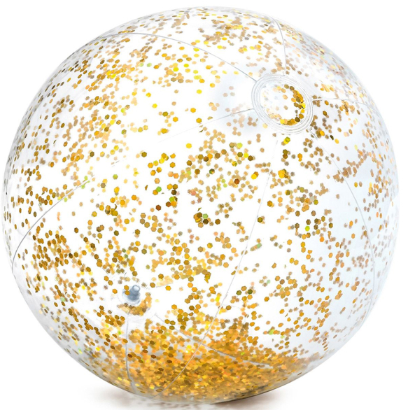Διαφανη Μπαλα Θαλασσης Intex Glitter Με Κιτρινη Χρυσοσκονη (71 Cm ...