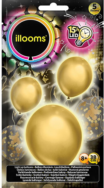 Illooms Led Balloons Confetti Array 5τμχ Χρυσα - Ειδη party (PL1.152095110)