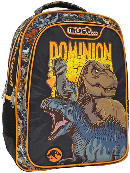 Σχολικη Τσαντα Πλατης Δημοτικου Jurassic Dominion Must 3 Θηκες ...