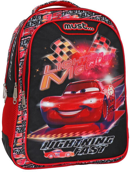Σχολικη Τσαντα Πλατης Δημοτικου Disney Cars Lighting Fast Must 3 Θηκες ...