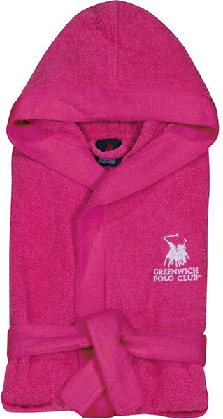 Παιδικο Μπουρνουζι Με Κουκουλα Greenwich Polo Club 8613 Φουξια - Λευκα ...