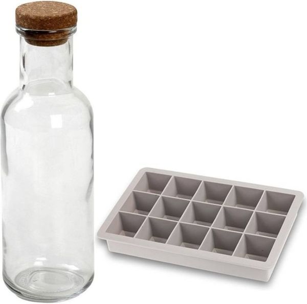 Σετ Μπουκαλι Espiel Γυαλινο Με Καπακι Φελλο (1000ml) & Παγοθηκη Nava ...
