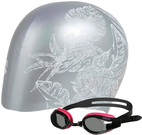 Γυαλια Arena Zoom X-fit Μαυρα/ροζ & Σκουφακι Arena Sirene Cecilia Ασημι ...