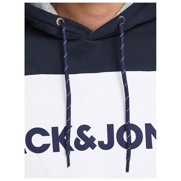 Hoodie Jack & Jones Jjelogo Blocking 12172344 Σκουρο Μπλε/γκρι Μελανζε ...