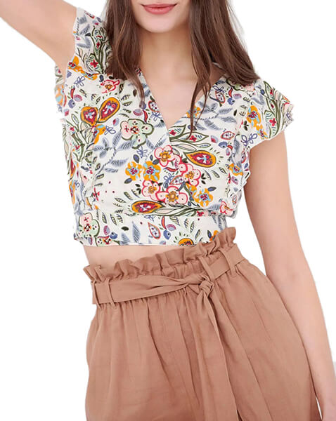 Crop Top Funky Buddha Fbl005-134-17 Πολυχρωμο - Γυναικα-t-shirts (PL3 ...