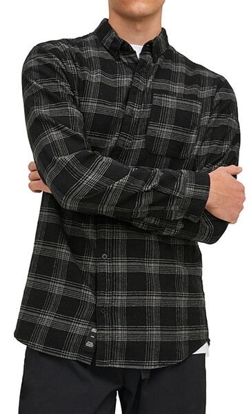 Πουκαμισο Jack & Jones Jcocor Flannel Check 12219378 Μαυρο - Ανδρας ...