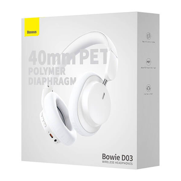 Baseus Bowie D03 BT Wireless Over-ear Headphone White - Bluetooth headset (TEL.213121)