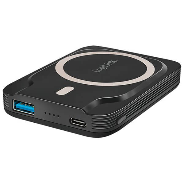 Logilink Pa0287 Wireless Power Bank 5000mah Usb-c PD 3.0 + Usb-a QC 3.0 ...