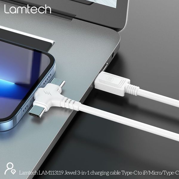 Lamtech 3 IN 1 Charging Type-c Cable TO Type-c/lightning/micro USB 1M ...