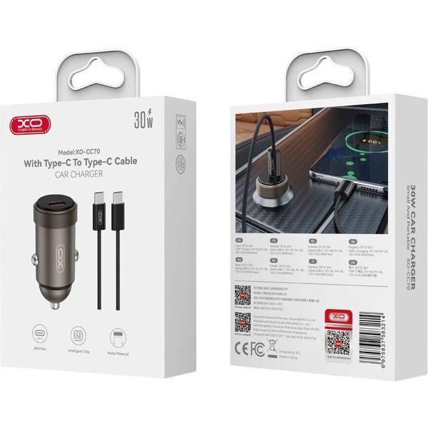XO Cc70 Universal Φορτιστης Αυτοκινητου Usb-c ΚΑΙ Με Αποσπωμενο Καλωδιο ...