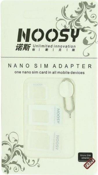 Noosy 4in1 SIM Adapter SET Nano Micro White Standard SIM Card + SIM ...
