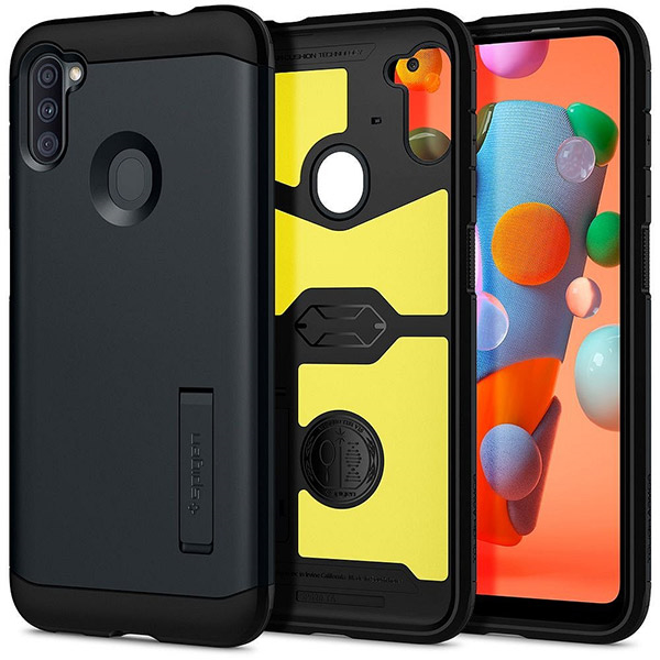 Spigen Tough Armor Back Cover Case Stand For Samsung A11 Metal Slate ...