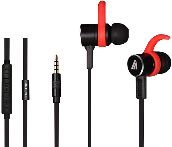 Earphones A4tech Mk820, In-ear, Black/red - Handsfree (TEL.073175)