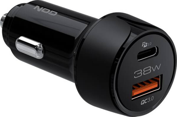 NOD E-car Ac38 Universal CAR Charger Usb-a Qc3.0 & Usb-c Pd3.0 38W Black - Φορτιστες (TEL.209936)