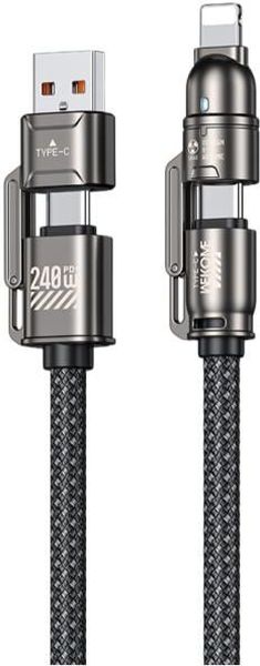 Charging Cable 4 IN 1 WK 240w Usb/type-c TO I6/type-c Black 1.2m Wdc-50 ...