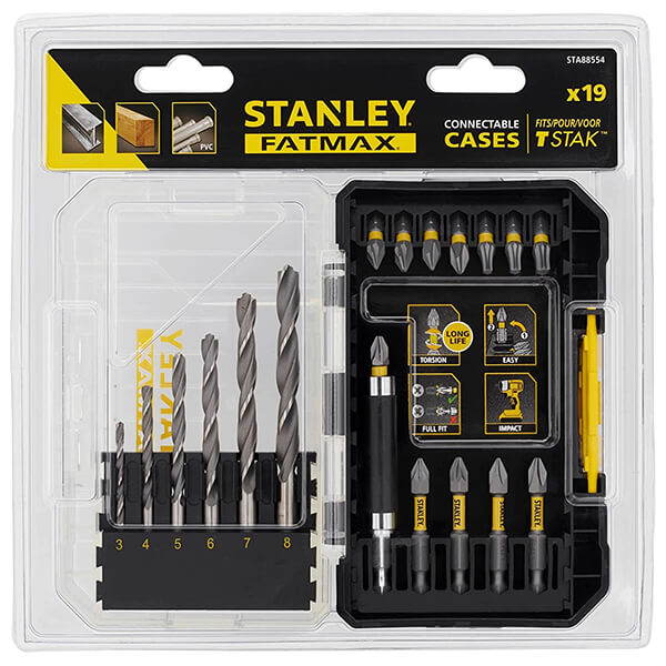 Σετ 19 Τεμ Τρυπανια + Μυτες Stanley Fatmax T-stak Sta88554-xj ...