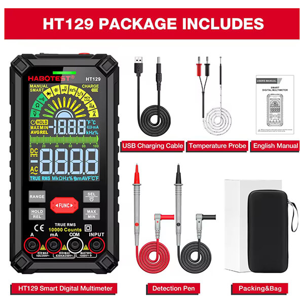Ψηφιακο Πολυμετρο Habotest Ht129 Digital Universal Multimeter Auto ...