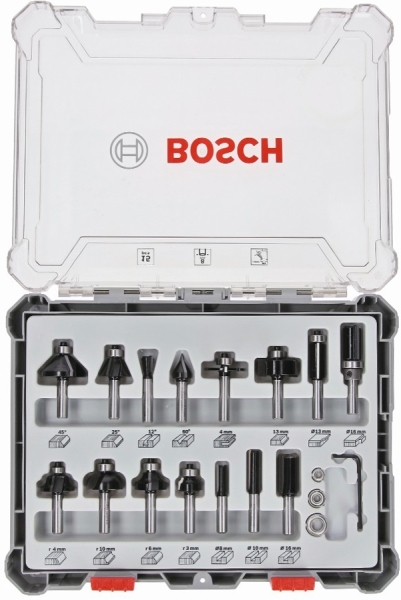Σετ 15 Φρεζες Αναμεικτες Bosch 8mm 2607017472 - Κασετινες - σετ (TLS ...