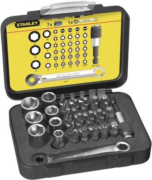Σετ 39 Τεμ Πολυγωνο Καστανιας Stanley 1/4'' Με Μυτες 25mm + Καρυδακια ...