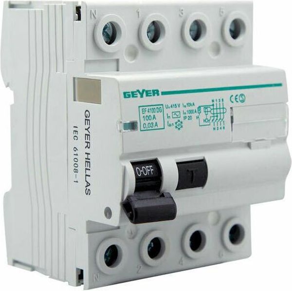 Geyer Ρελε Διαφυγης 4p 100a 30ma Ac - Υλικα πινακα (TLS.132578)