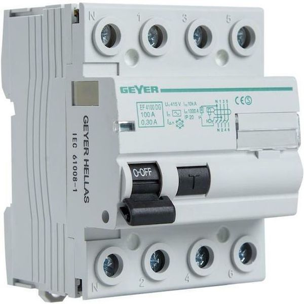 Geyer Ρελε Διαφυγης 4p 100a 300ma Ac - Υλικα πινακα (TLS.132579)