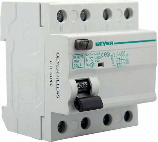 Geyer Ρελε Διαφυγης 4p 40a 500ma Ac - Υλικα πινακα (TLS.132589)