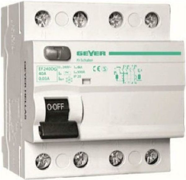 Geyer Ρελε Διαφυγης 4p 40a 100ma A - Υλικα πινακα (TLS.132590)