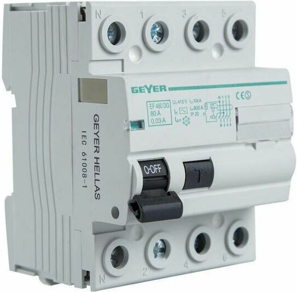 Geyer Ρελε Διαφυγης 4p 80a 300ma Ac - Υλικα πινακα (TLS.132600)