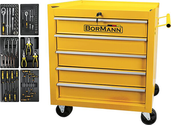 Bormann Bwr7100set Εργαλειοφορεας 5 Συρταρια Σετ 66 Εργαλεια Με Στοπ ...