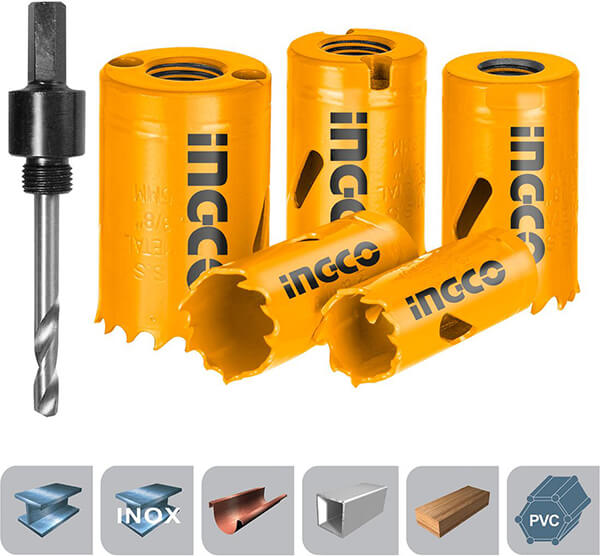 Ποτηροτρυπανα Bi-metal Με ʼξονα Σετ 7 Τεμ 19-35mm Ingco Akh0071 ...
