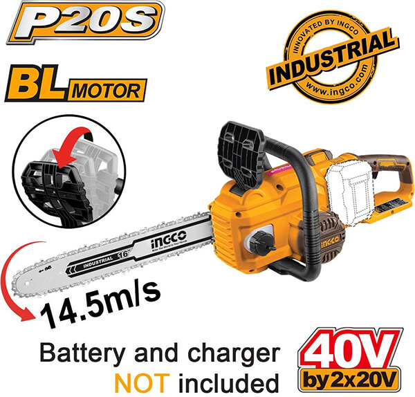 Αλυσοπριονο Μπαταριας 2x20v Li-ion 40cm Λαμα Solo Ingco Cgsli40168 ...