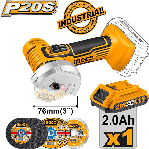 Μινι Τροχος Κοπης Μπαταριας 76mm 20v Li-ion Ingco Cagli76017 ...