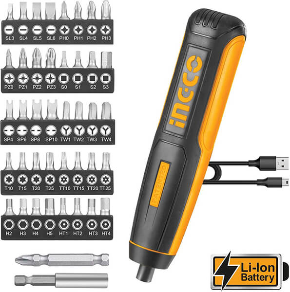 Κατσαβιδι Μπαταριας 4v Li-ion Usb Type-a Σετ 43τεμ. Ingco Csdli0403 ...