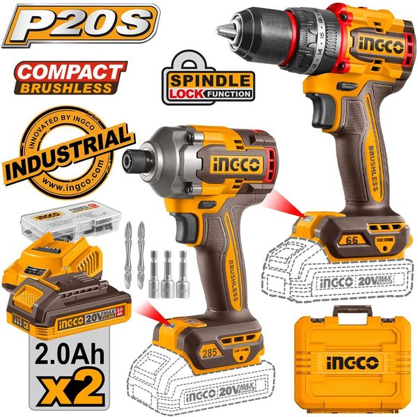 Εργαλεια Compact Μπαταριας 20v Li-ion Σετ 2 Τεμ. Ingco Ckli20277e ...