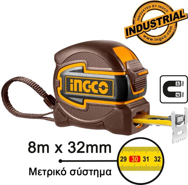 Μετροταινια Με Μαγνητη 8m X 32mm Ingco Hsmt80832m - Οργανα μετρησης ...