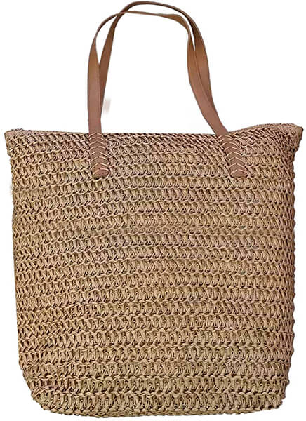 Τσαντα Παραλιας Ψαθοχαρτο Καφε 42x37x15cm - Accessories παραλιας (TRV ...